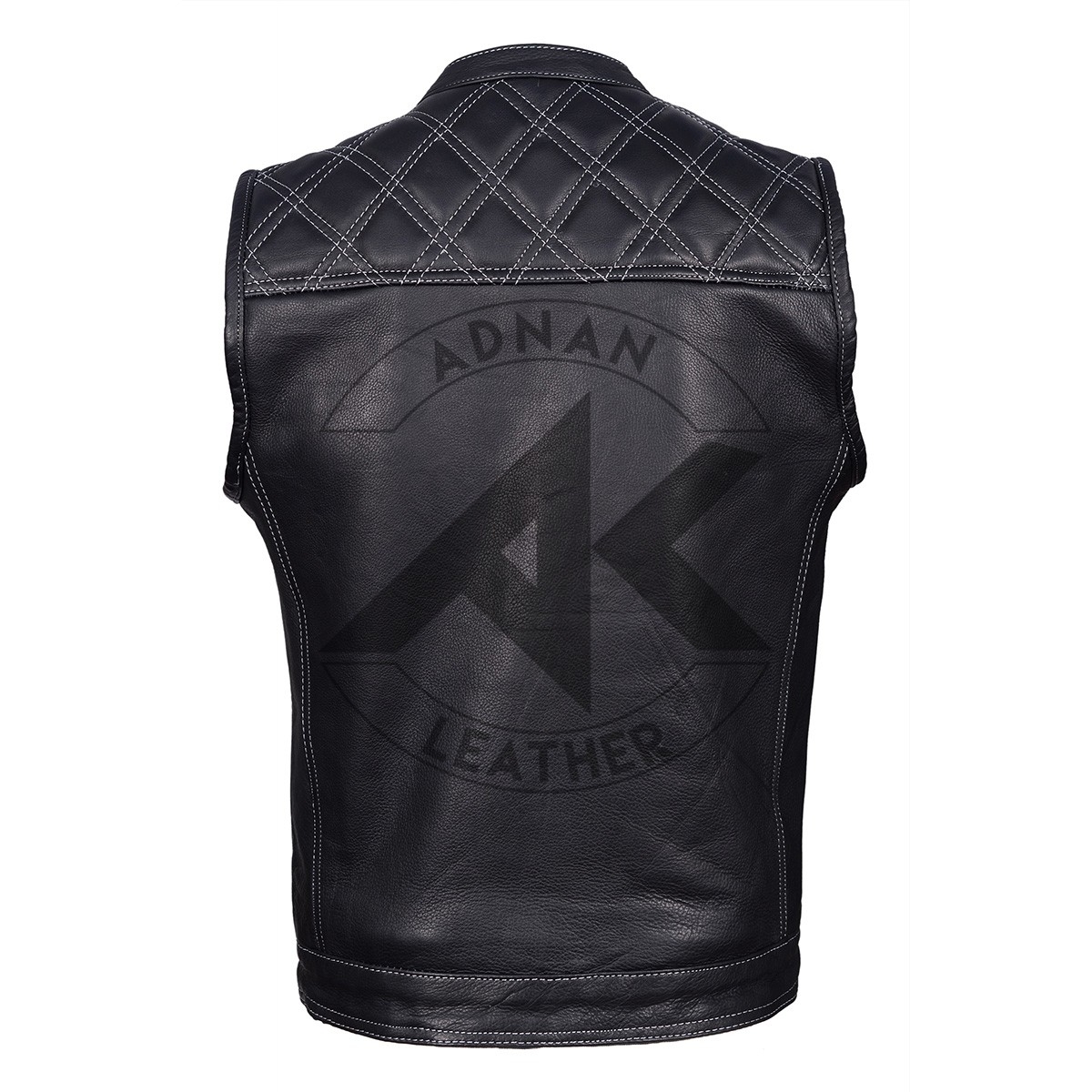 Men's Diamond Style Leather Vest - AK Adnan Leather Ltd.