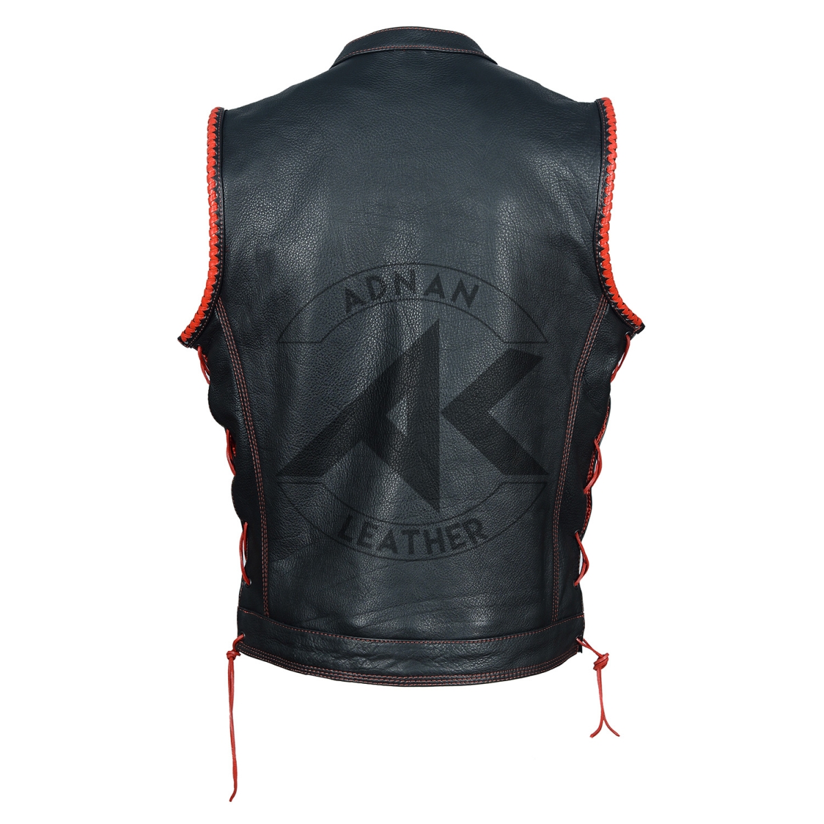 Red Side Lace Club Style Leather Vest - AK Adnan Leather Ltd.